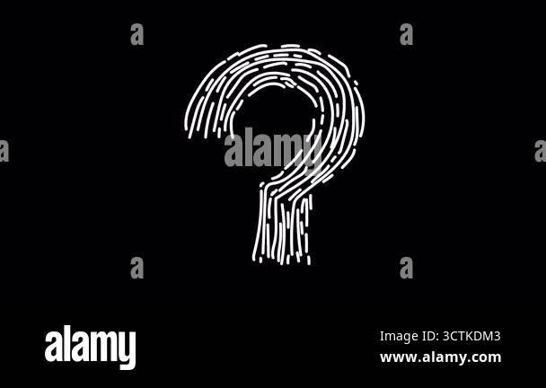 Question mark animation doodle style on black screen. Hand-drawn ...