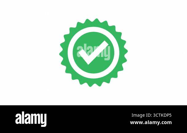 Green quality guarantee icon animation with checkmark symbol. Certified ...