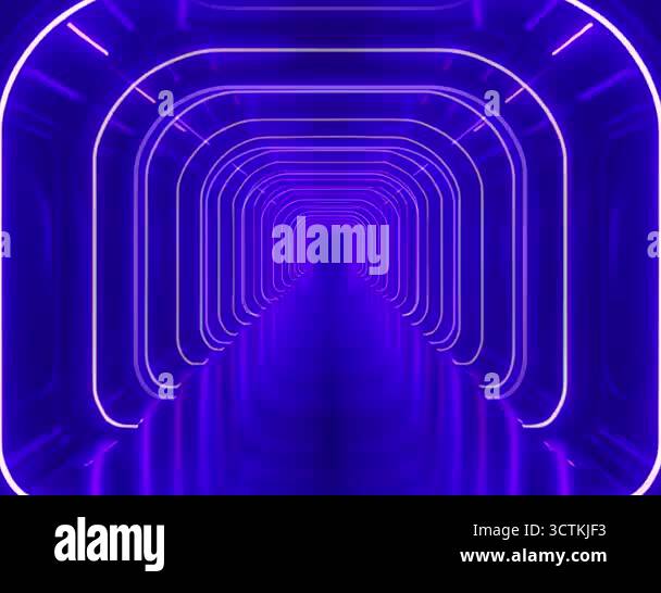 Futuristic neon tunnel loop animation with glowing lights and cyberpunk ...