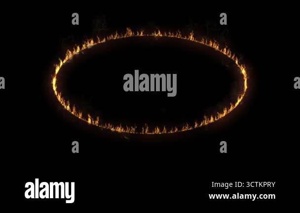 Dynamic fire effect moving along an elliptical path on a black ...