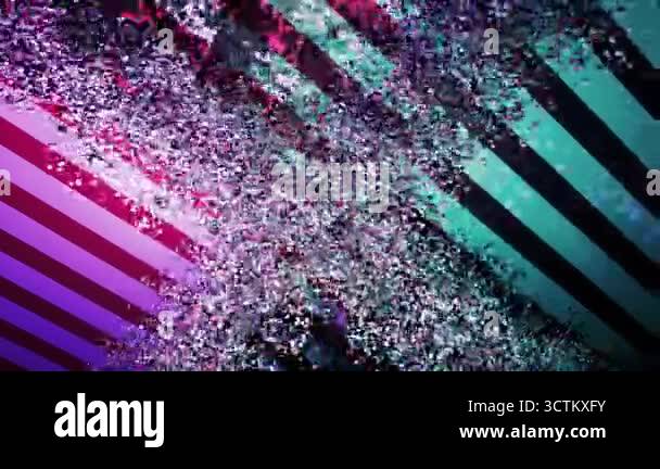 Thousands of tiny grunge bubbles rising over a purple and turquoise ...