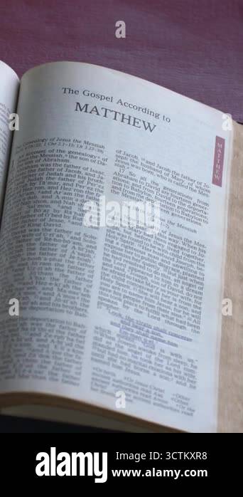 The book of Matthew of the new testament, Holy Bible. Printed form ...