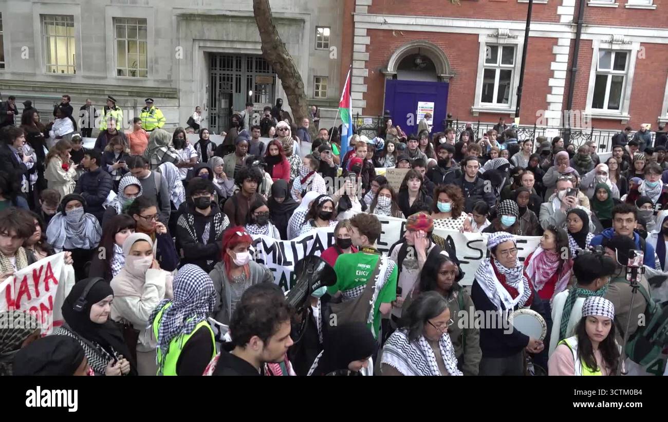 Students take part in an inter-university march for Gaza outside SOAS ...