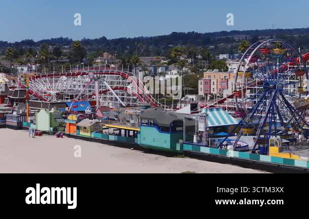 Aerial view of Santa Cruz Beach Boardwalk in California, featuring the ...
