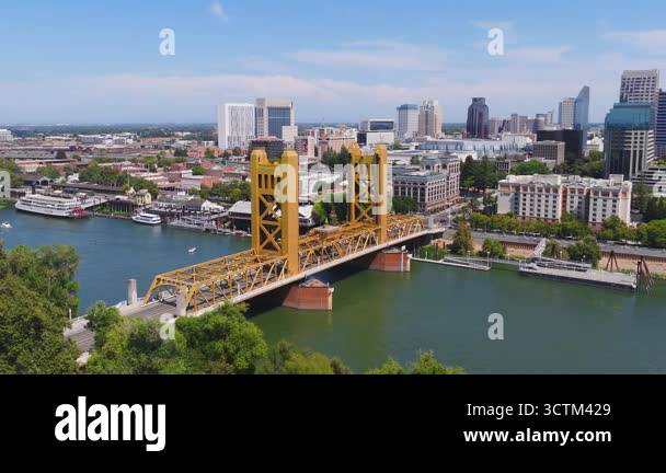 Aerial view of Sacramento, California, featuring the golden Tower ...