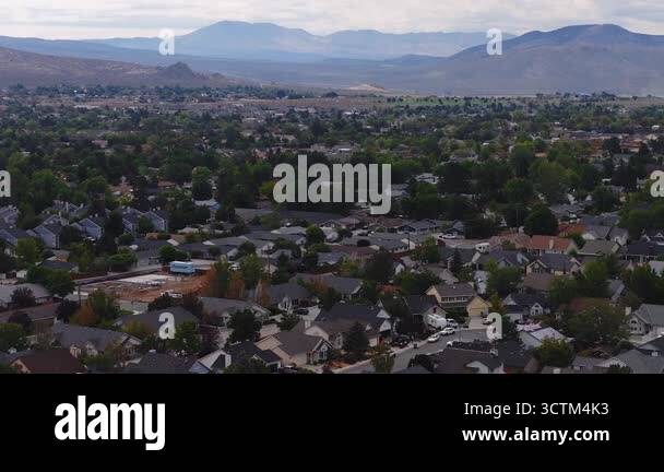 Aerial view of Carson City, Nevada, showing a residential area ...