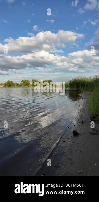 clouds reflection in water. sky and river. natural landscape with lake ...