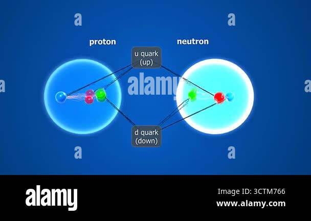 3D animation showing nucleon typesprotons and neutronswith distinct ...