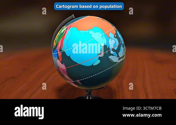 3D animation of population-based cartogram distorting country sizes by ...