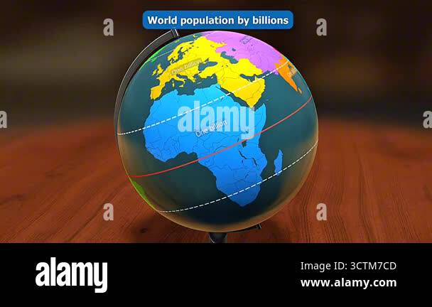 3D animation of global population reaching 8.24 billion, showing growth ...