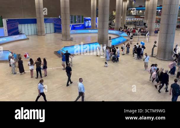 Ben Gurion Airport, Israel, 23 September 2025. Arrival area. People are ...