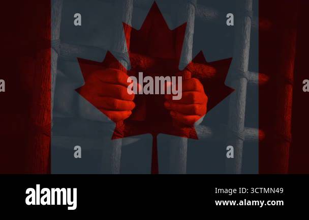 Canada Flag And Prisoner, Press Freedom Concept Stock Video Footage - Alamy