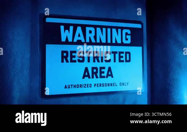 Warning Sign Restricted Area In Flashing Light Stock Video Footage - Alamy