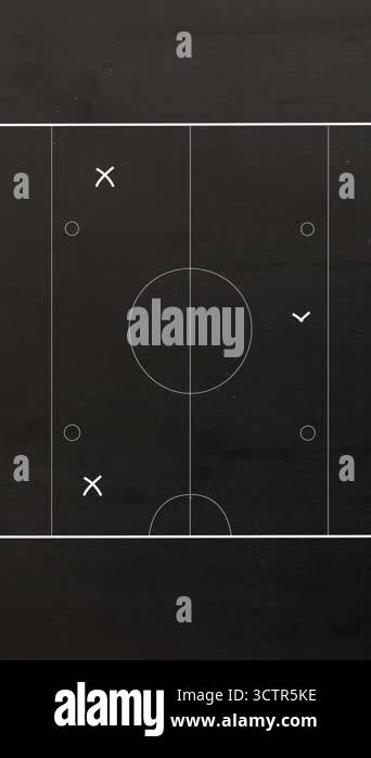 Animation of sports tactics over football field on black background ...
