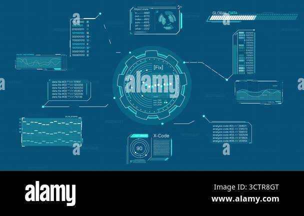 Abstract digital data analysis diagram on a high-tech screen with code ...