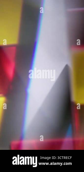 Vertical video. Geometric beam. Blur laser effect. Defocused yellow ...