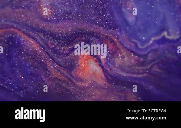 Acrylic spread. Blur glitter paint. Orange violet lava emulsion blend ...