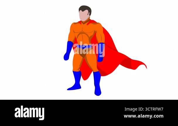 Cartoon superhero with cloak animation Stock Video Footage - Alamy