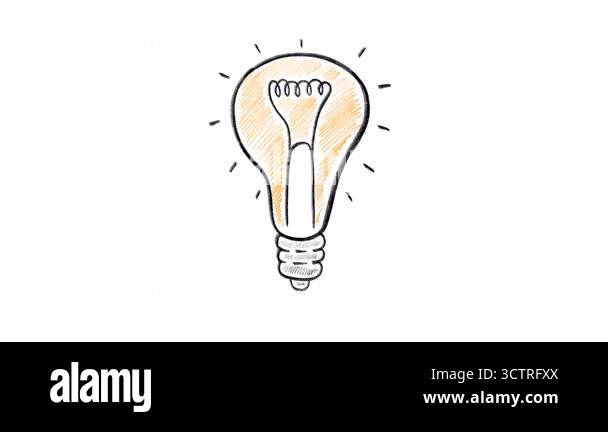 Light bulb hand drawn animation with alpha channel Stock Video Footage ...