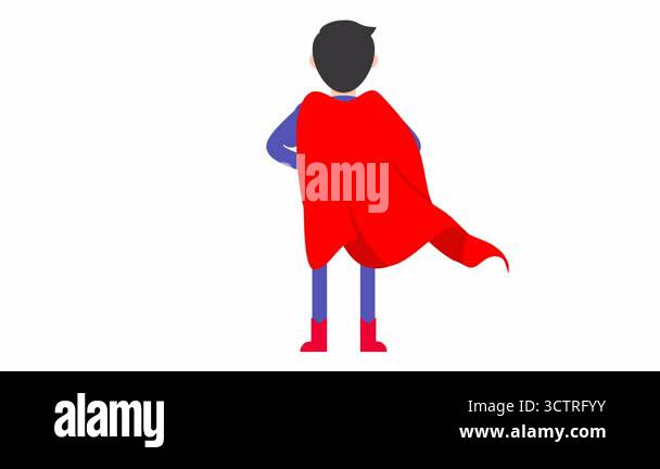 Cartoon superhero with cloak animation Stock Video Footage - Alamy