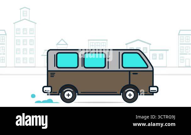 Car animation against the background of city.2D animation. Cartoon car ...