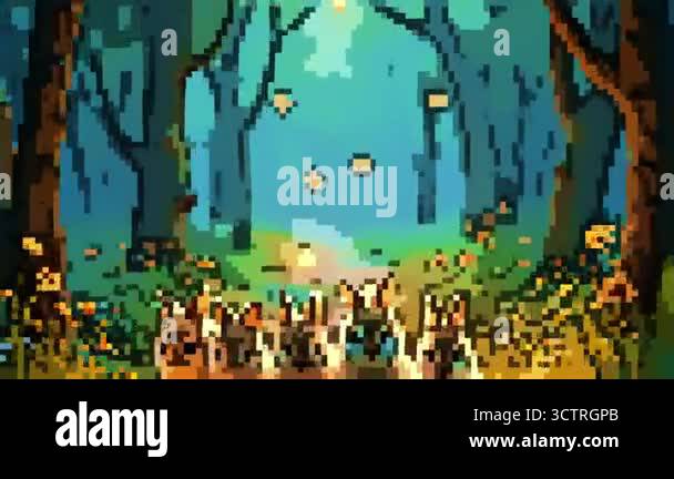 A mesmerizing pixelated forest comes alive with sparkling fireflies ...
