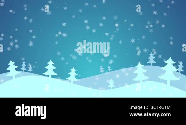 Animated cartoon background with christmas trees in snowy winter Stock ...