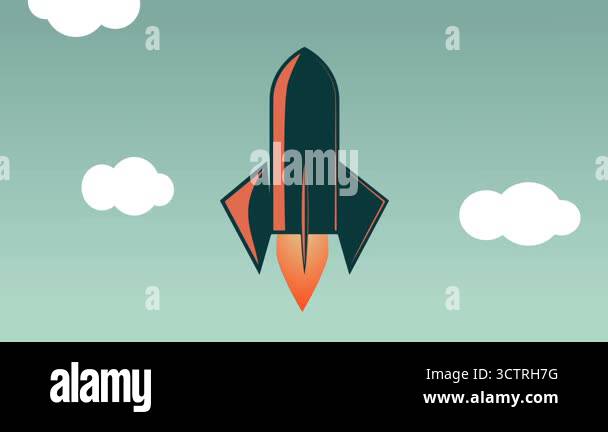 Flat style animation of rocket launch in deep space Stock Video Footage ...