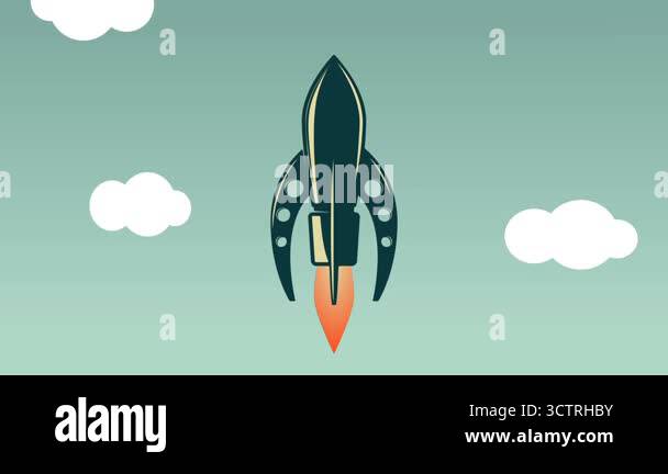 Flat style animation of rocket launch in deep space Stock Video Footage ...