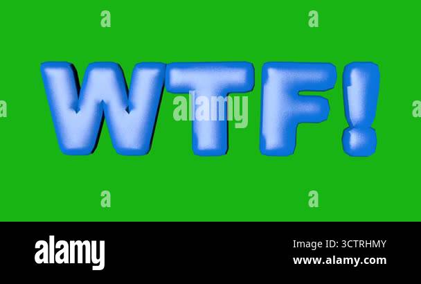 Abstract 3d animation of appearance of word WTF. Animation with alpha ...