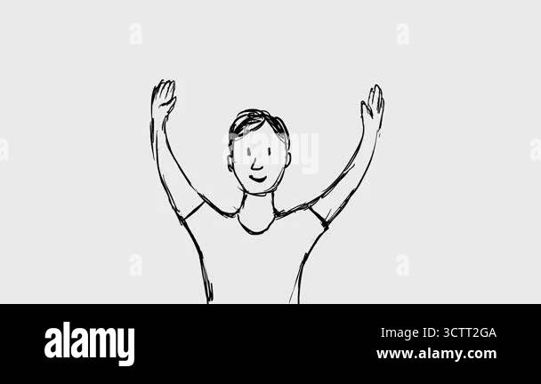 2d Animation cartoon character of a boy clapping hand front view on ...