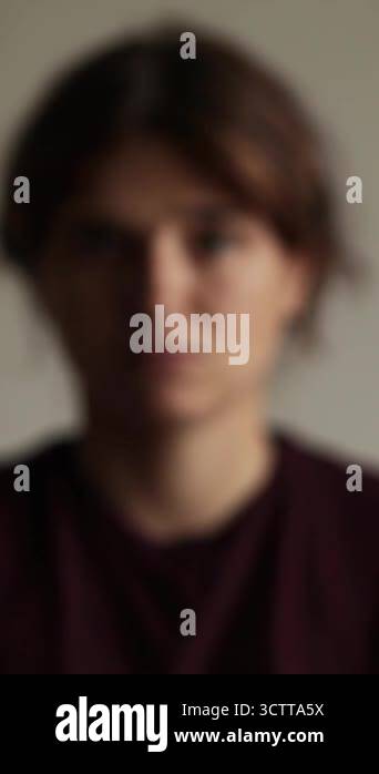 A Young Woman Tired Face. Portrait of Anxiety and Depression. vertical ...