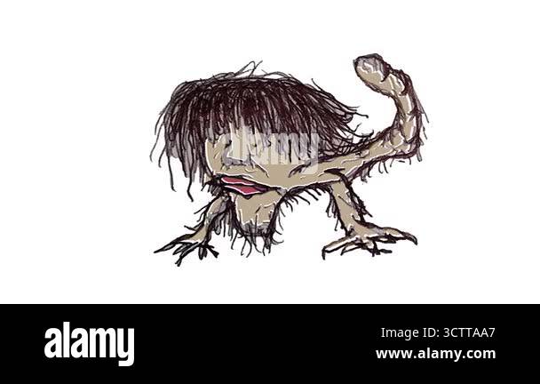 Side view full body portrait of mutant reptile monster colored hand ...