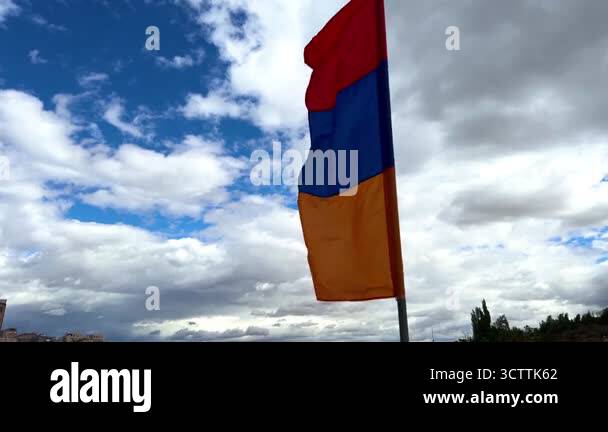 The flag of Armenia within the city limits of Yerevan, flag in Yerevan ...