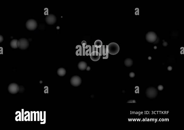 Abstract white bubbles of particles transition bursting out from a ...
