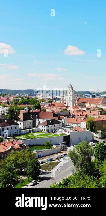 Scenic summer rising aerial panorama of modern business financial ...