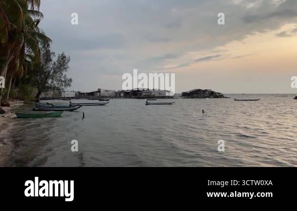 Small fishing village over water on Phu Quoc island Vietnam boats ...