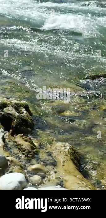 Vertical Slow Motion Stream of Water in River, Relaxing Natural Flow ...