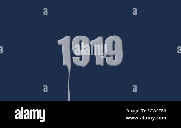 1919 text background animation liquid system. Glowing liquid number ...