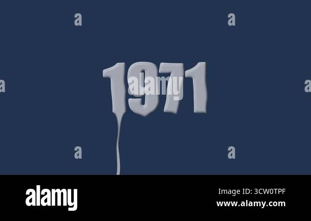 illustration with a number 1971, liquid text 1971 animation colorful ...