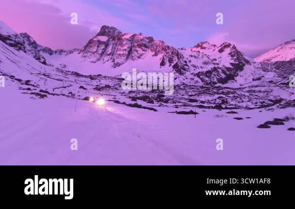 Volcano Valley Snow Bike Ride in Chile Stock Video Footage - Alamy