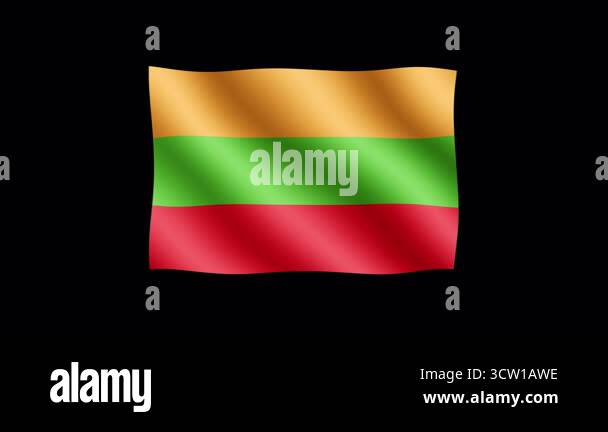 Lithuania - High quality animation of waving flag on transparent ...