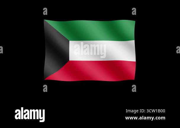 Kuwait - High quality animation of waving flag on transparent ...