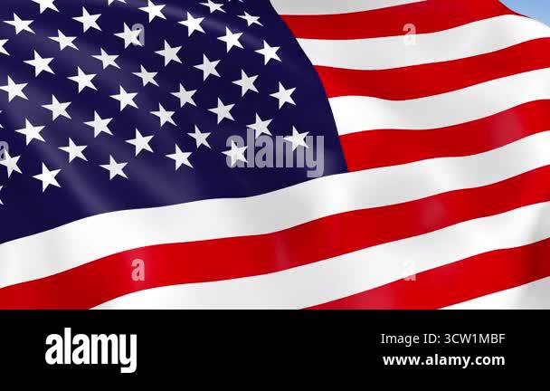 Photo realistic slow motion 4KHD flag of the USA waving in the wind. Seamless loop animation ...