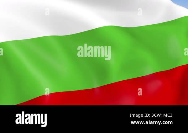 Photo realistic slow motion 4KHD flag of the Bulgaria waving in the wind. Seamless loop ...