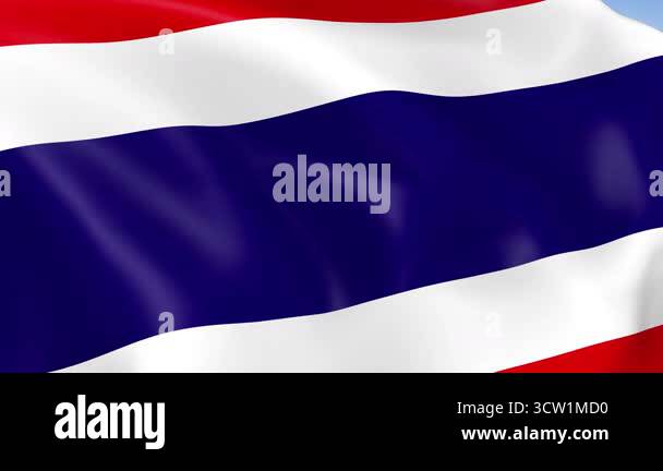 Photo realistic slow motion 4KHD flag of the Thailand waving in the wind. Seamless loop ...