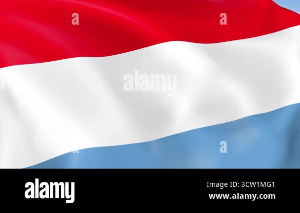 Photo realistic slow motion 4KHD flag of the Luxembourg waving in the wind. Seamless loop ...
