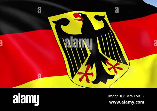 Photo realistic slow motion 4KHD flag of the Germany Coat of Arms ...