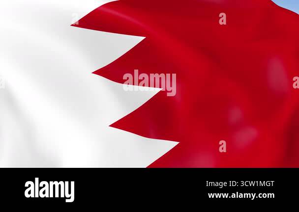 Photo realistic slow motion 4KHD flag of the Bahrain waving in the wind ...