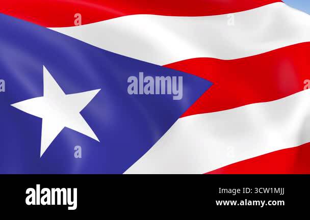 Photo realistic slow motion 4KHD flag of the Puerto Rico waving in the ...